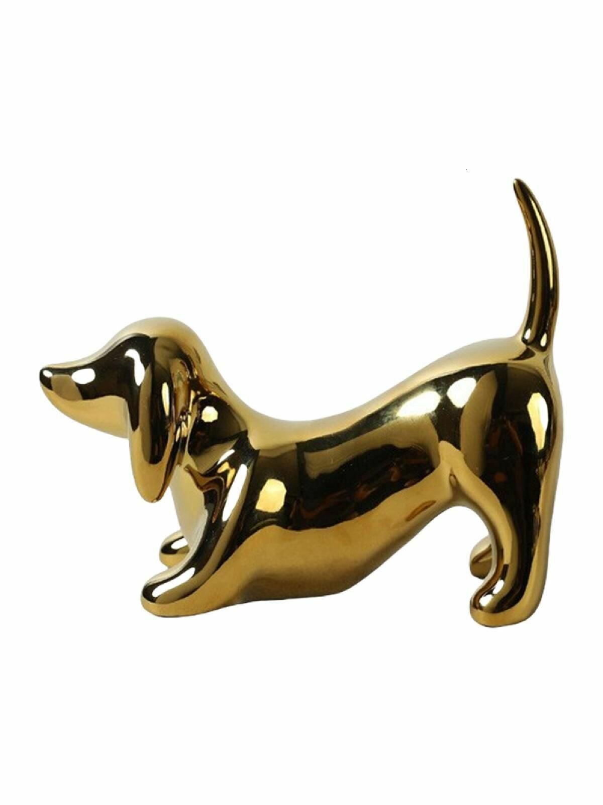 Статуэтка, Креативное Украшение Из Керамической Статуи Таксы-Золотой Большой