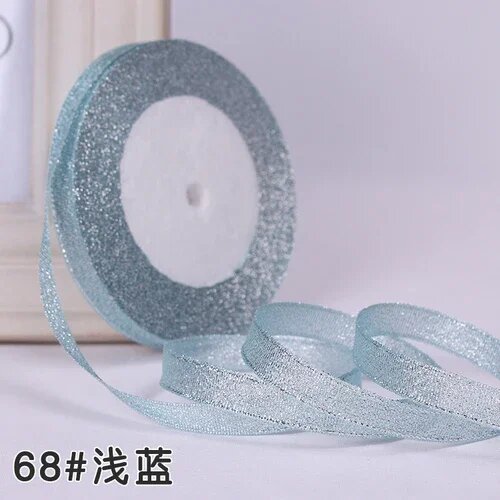 Блестящая лента light blue, полушелковая, 25 ярдов, 1 см