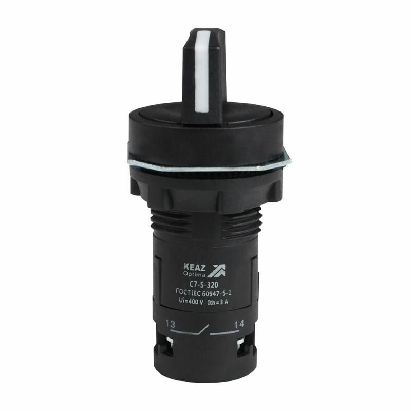 Переключатель 3 положения OptiSignal Compact D22 С7-S-320 черн. 2НО XB7ND33 КЭАЗ 362138