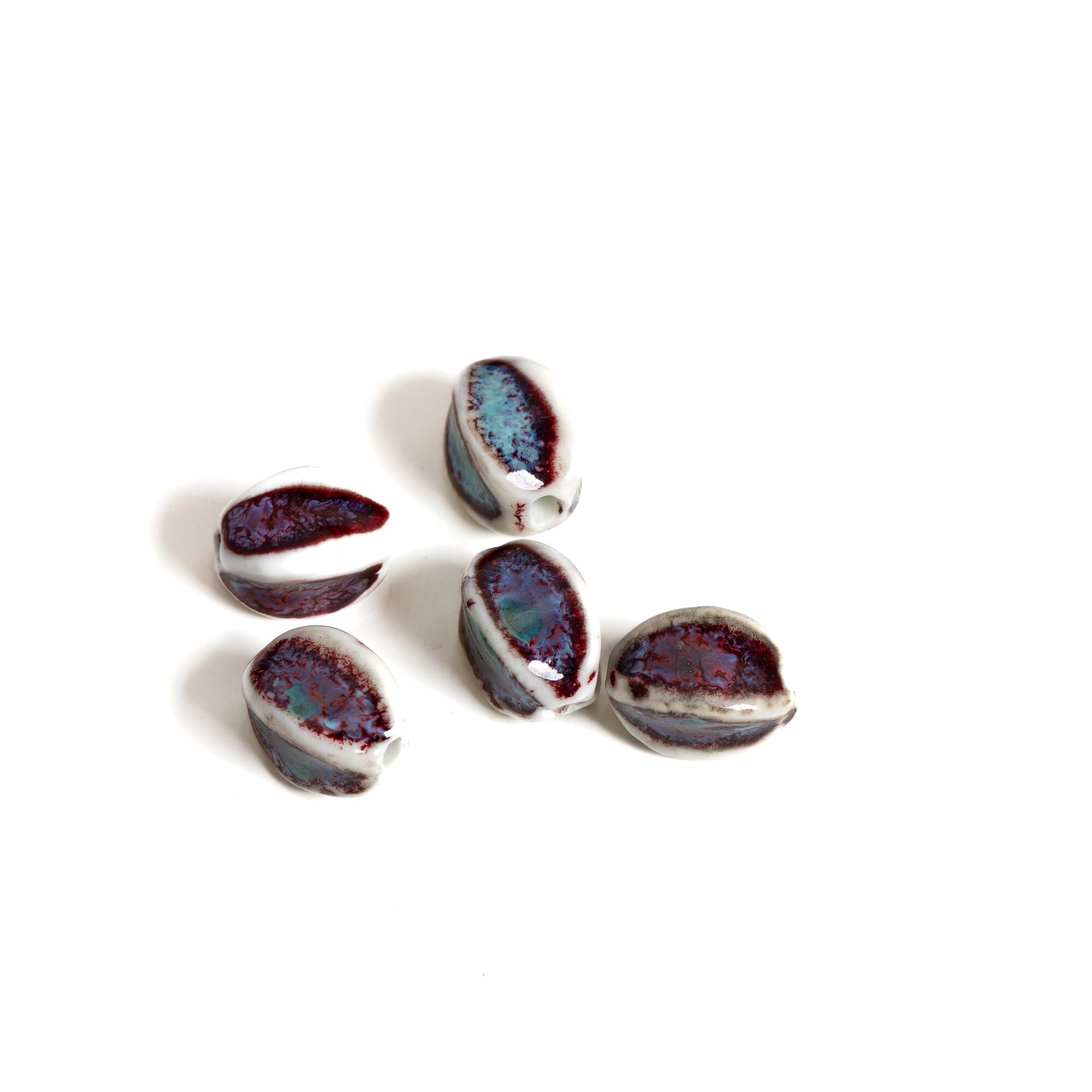 Благородные четырехсторонние керамические бусины 16X11X10 мм, овальные бусины с большим отверстием для изготовления ювелирных изделий своими руками, 5 шт. TCZ751