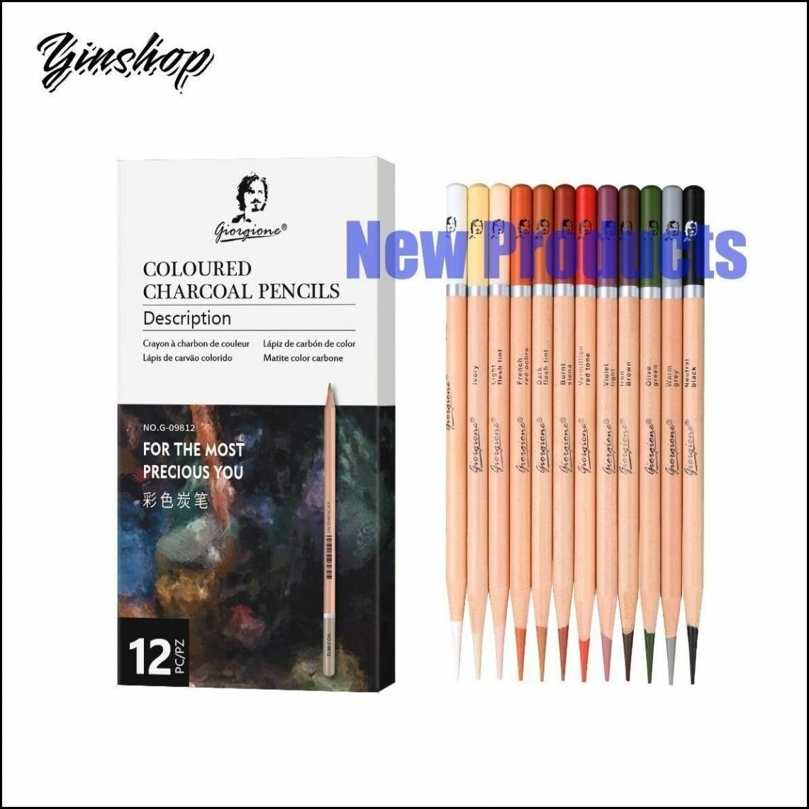 Белый угольный карандаш Цветные угольные карандаши