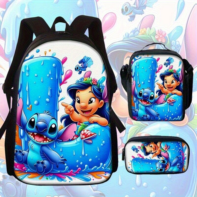 Рюкзак европейского и американского школьного сезона, аниме, мультяшная стежка, школьная сумка из трех предметов, детский рюкзак для начальной школы
