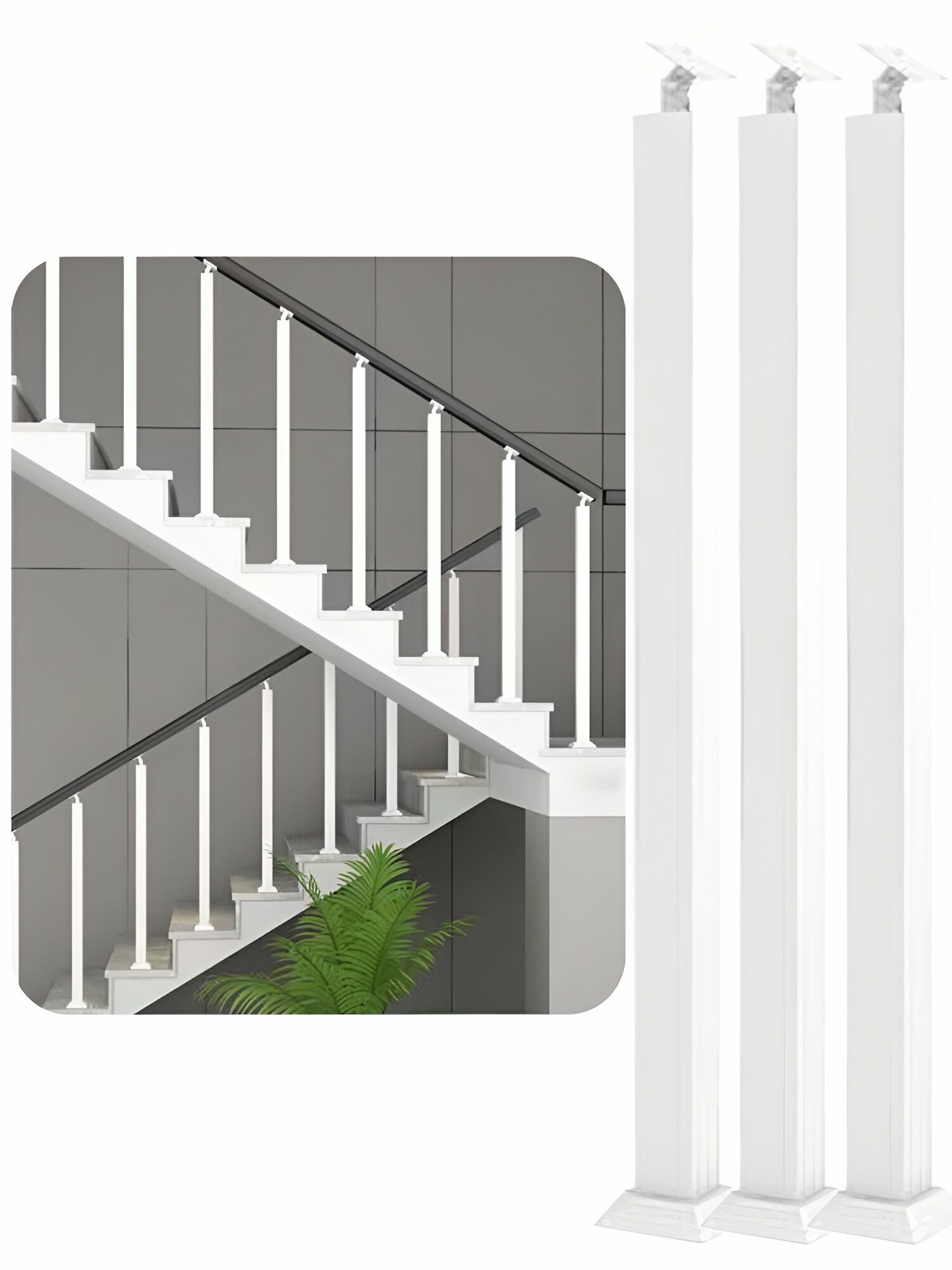 Металлические стойки для лестничных перил, кованые опоры черного цвета с креплениями для дома, лофта, крыльца