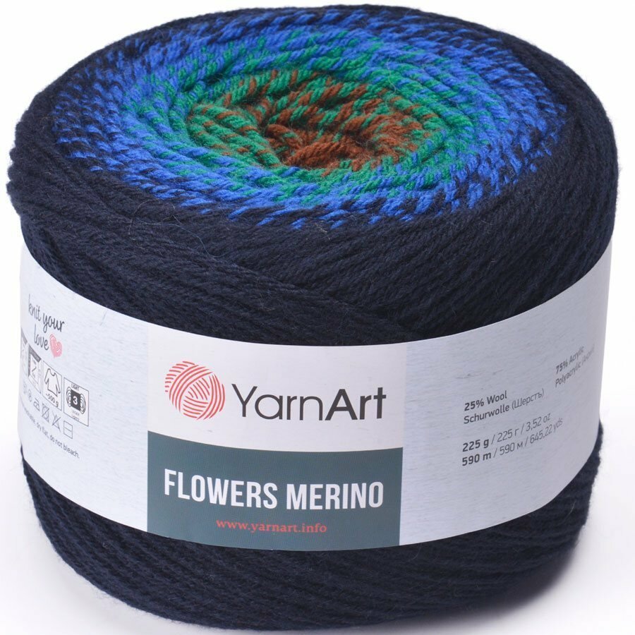 Пряжа Yarnart FLOWERS MERINO 554 принт (2 мотка)