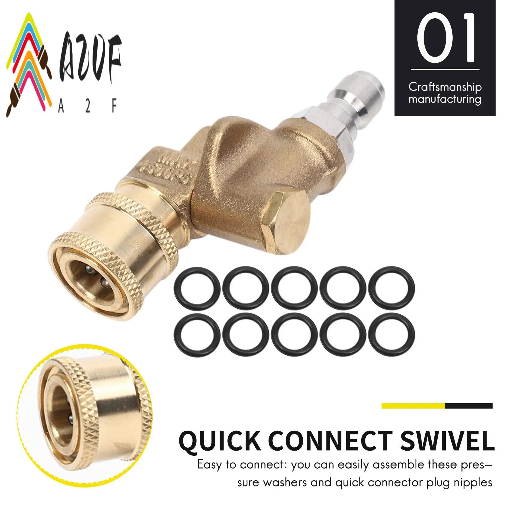 A20F-быстроразъемная поворотная муфта на 180 градусов с 5 углами и предохранительным замком для распылительной форсунки мойки высокого давления, макс. 5000 фунтов на квадратный дюйм,