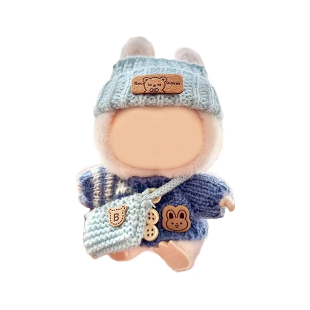 Вязаный свитер и шапочка-мешочек, комплект одежды для кукол 17 см, аксессуары для показа одежды