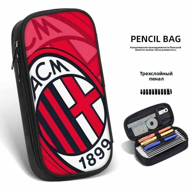 Пенал "Реал Мадрид", Барселона, Манчестер, 25 отделений, водонепроницаемый, оранжевый