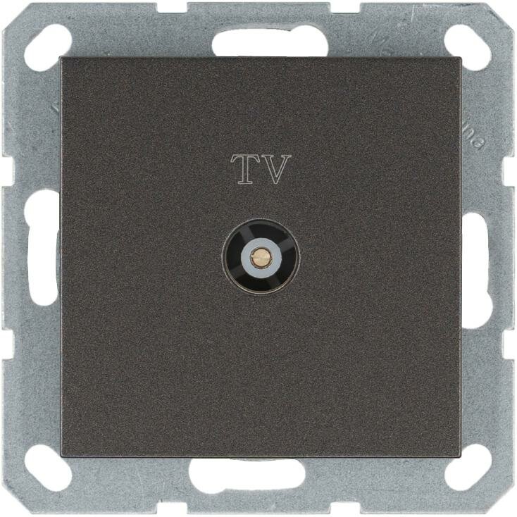 Розетка телевизионная проходная TV Ф9.5мм механизм мокко Jasmart G6002Z