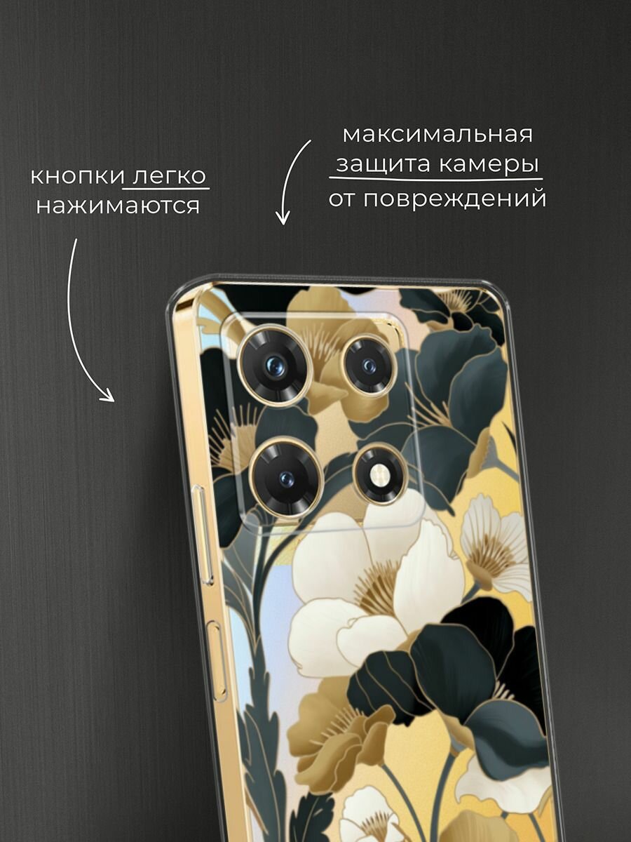 Чехол на Infinix Note 30 Pro / Инфиникс Нот 30 Про с принтом Золотые цветы — фото 1