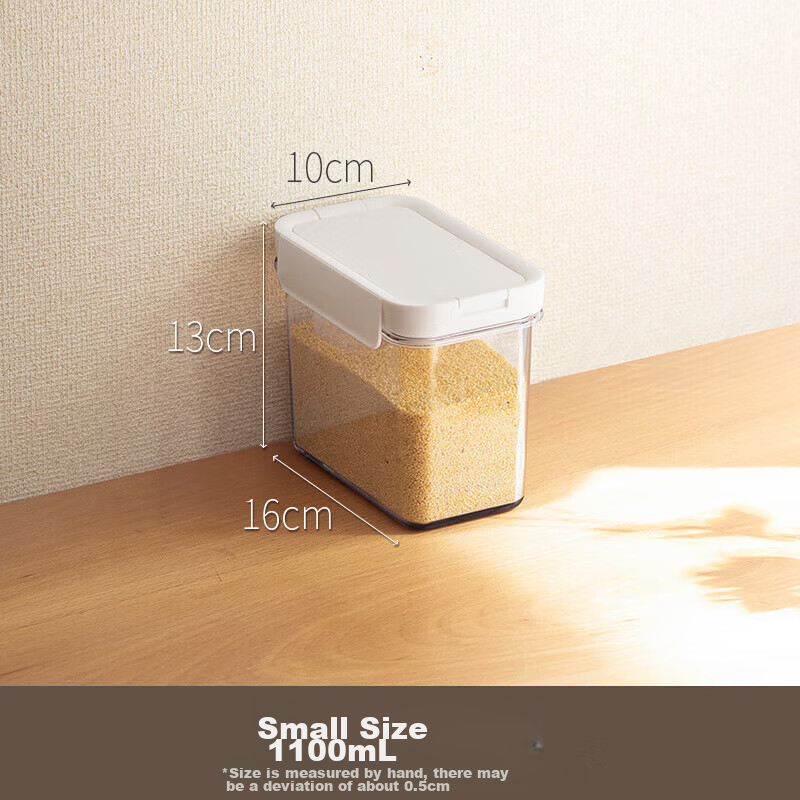 Lanjiaoluo Grain Storage Box with Dispenser, Rice Container, Sealed Jar, Storage Canister, Moisture-Proof Coffee Bean Storage Container, Small Size 1100ml