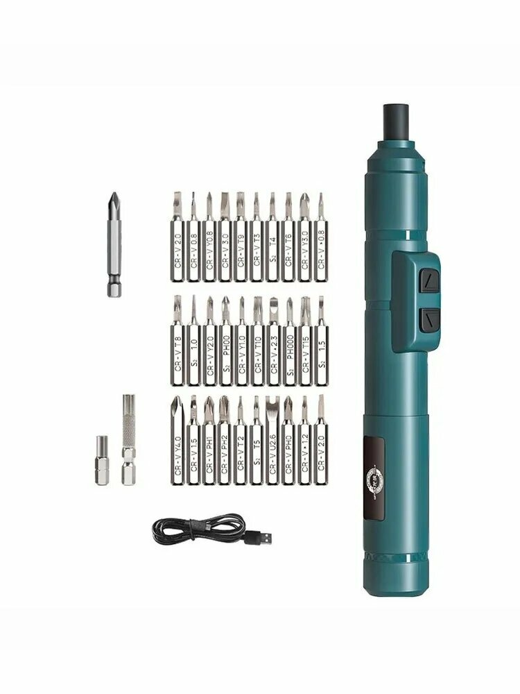 Электрическая отвертка аккумуляторная с набором бит 34 в 1