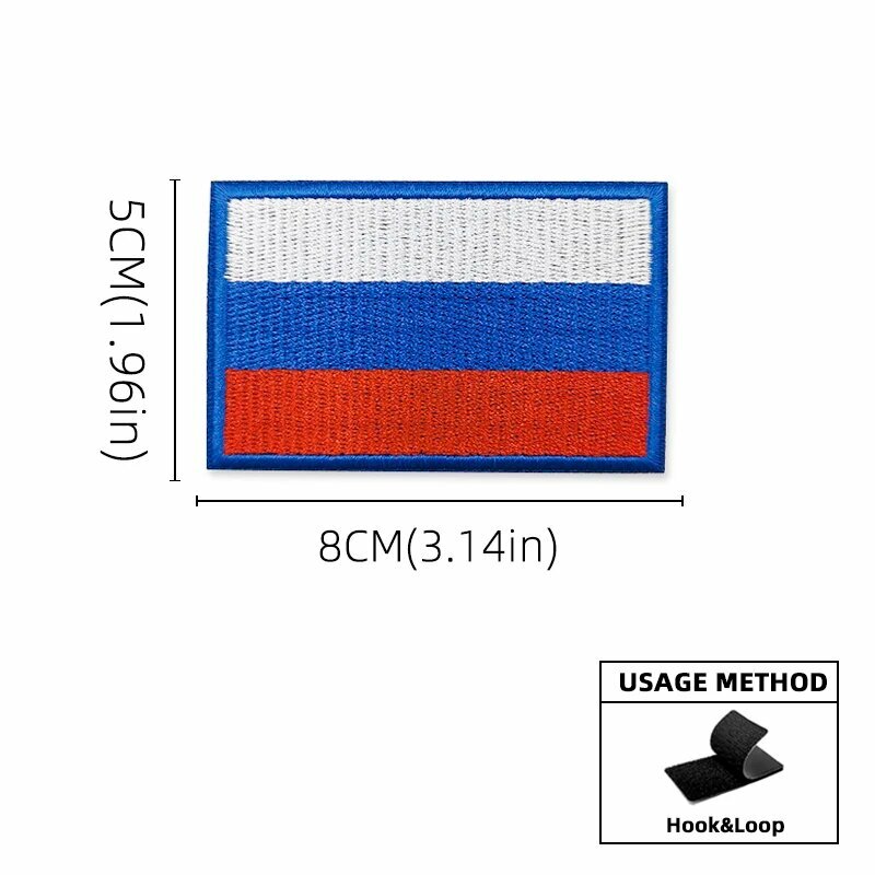 Нашивка флаг России 5х8 см, Hook&Loop