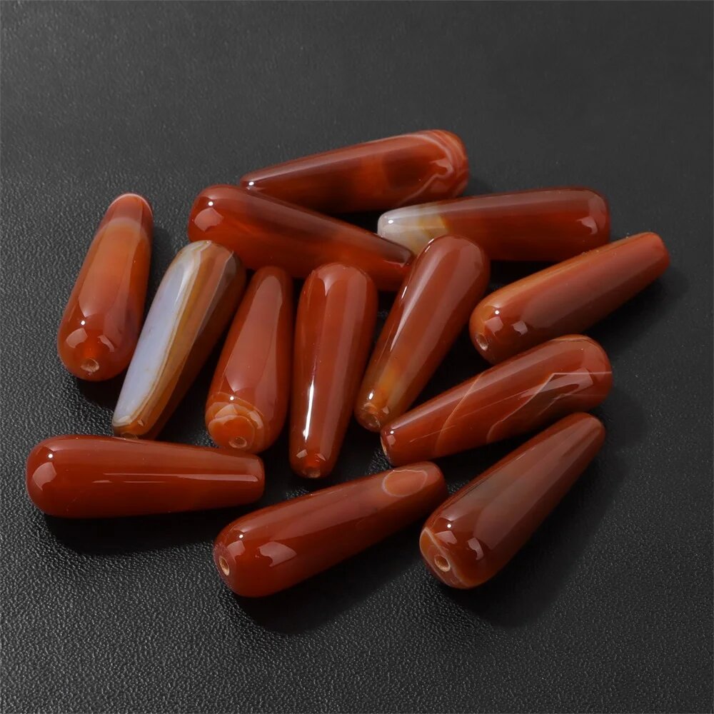 RISYF капли халцедона бусины 10x30 мм 6 pieces, NO.26 Red Agate