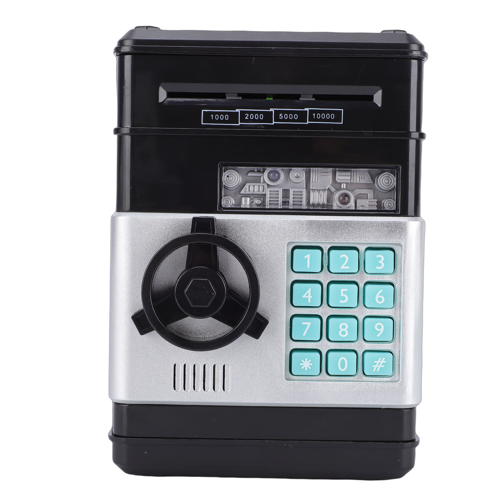 Детская копилка с автоматическим вводом пароля и бумажным свитком, электронная копилка, мини-игрушка для мальчиков и девочек 3-12 лет, черная.