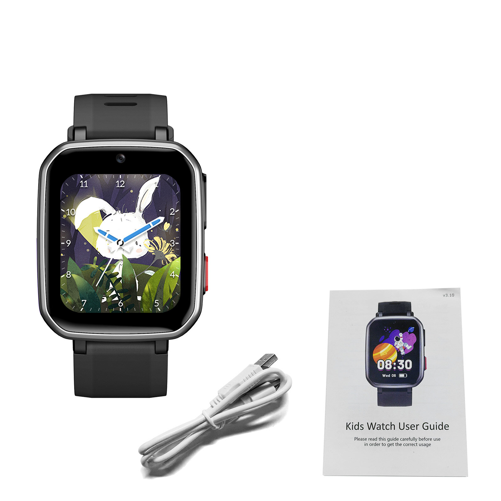 Детские умные часы с настраиваемым циферблатом, играми, шагомером и камерой. Подарок на день рождения для мальчиков и девочек. Черные.