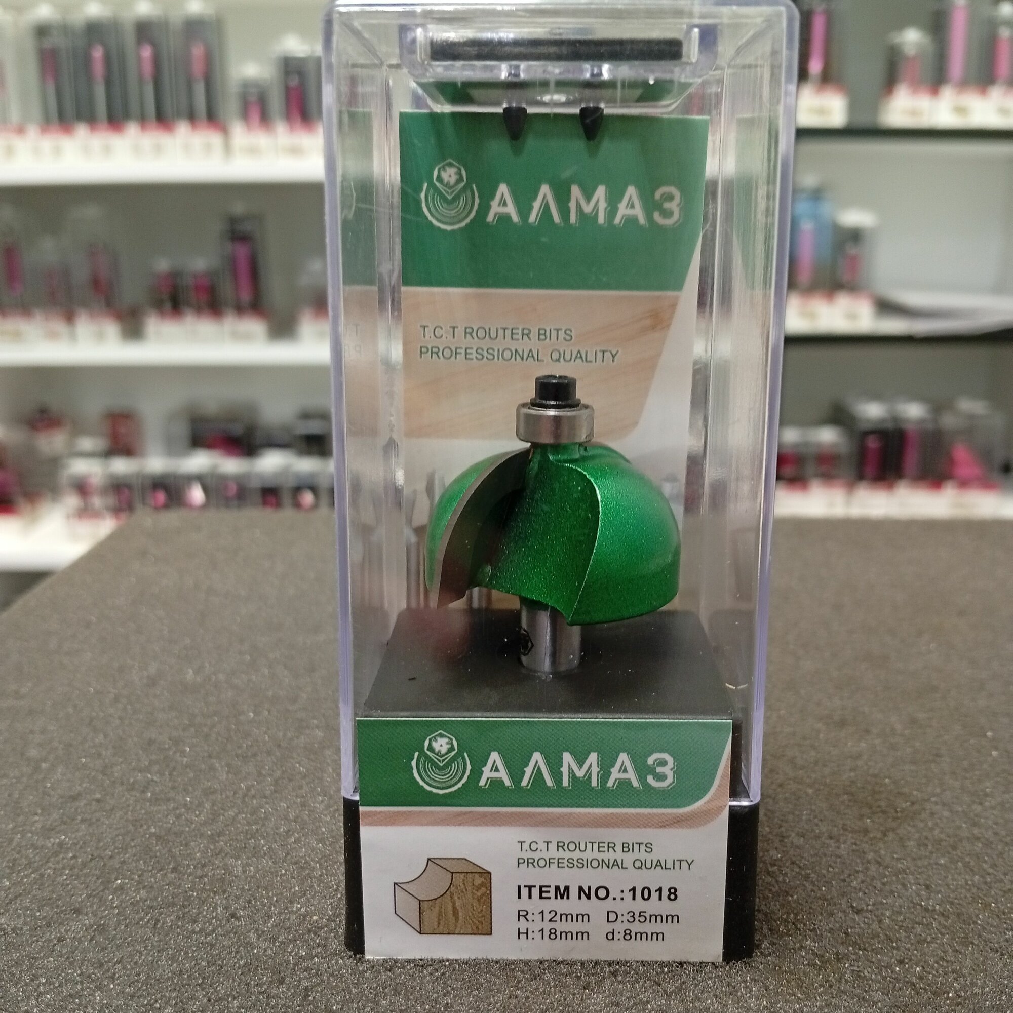 Фреза кромочная галтельная R 12 mm алмаз 1018 D:37 mm I:15 mm d:8mm