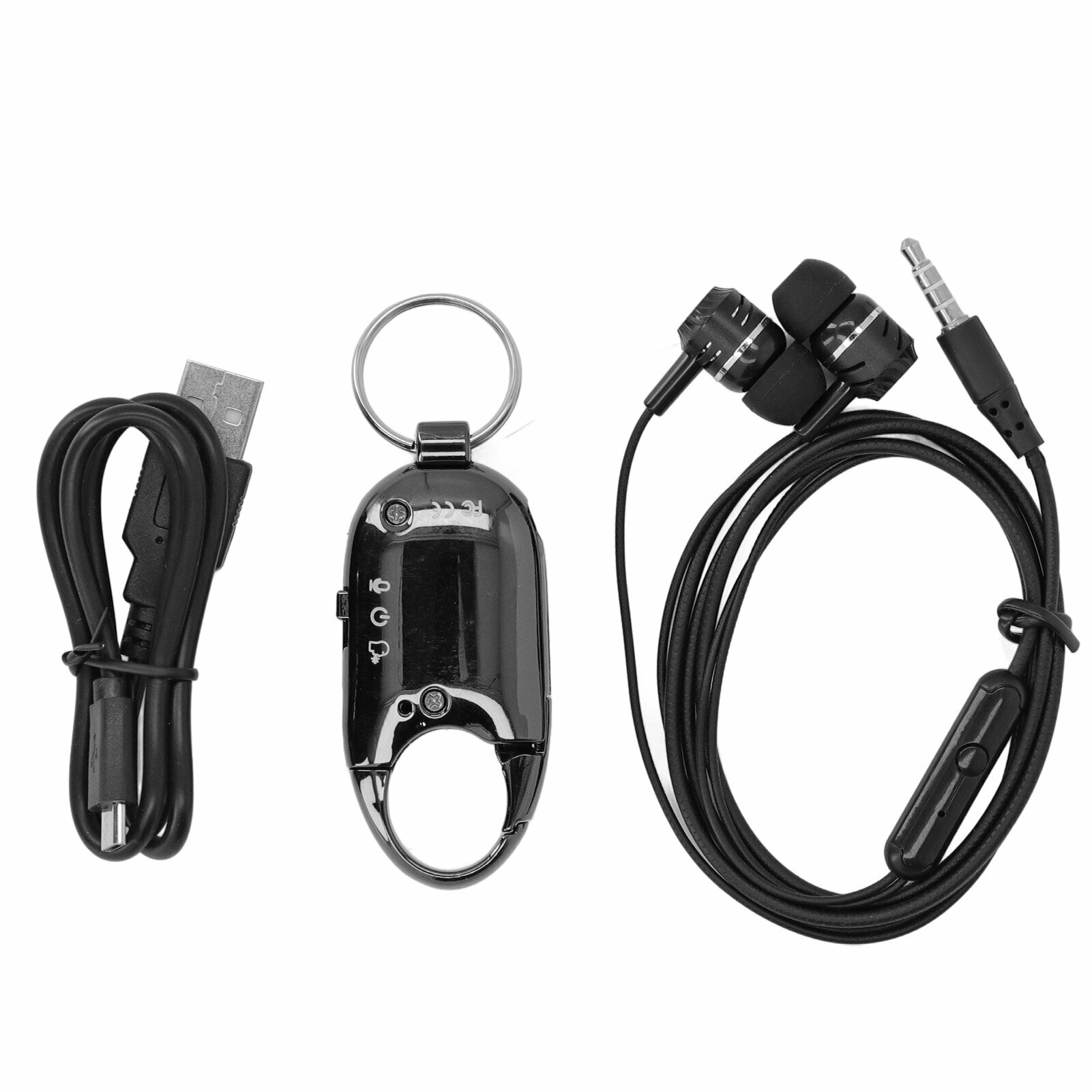 Микро-брелок-диктофон 16 ГБ 15H, WAV, черный