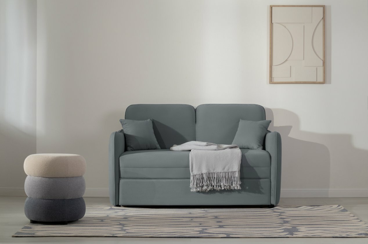 Диван-кровать раскладной Divan.ru Кейсес 120 Velvet Grey 135х78х87 см, спальное место 197х120 см, велюр, серый