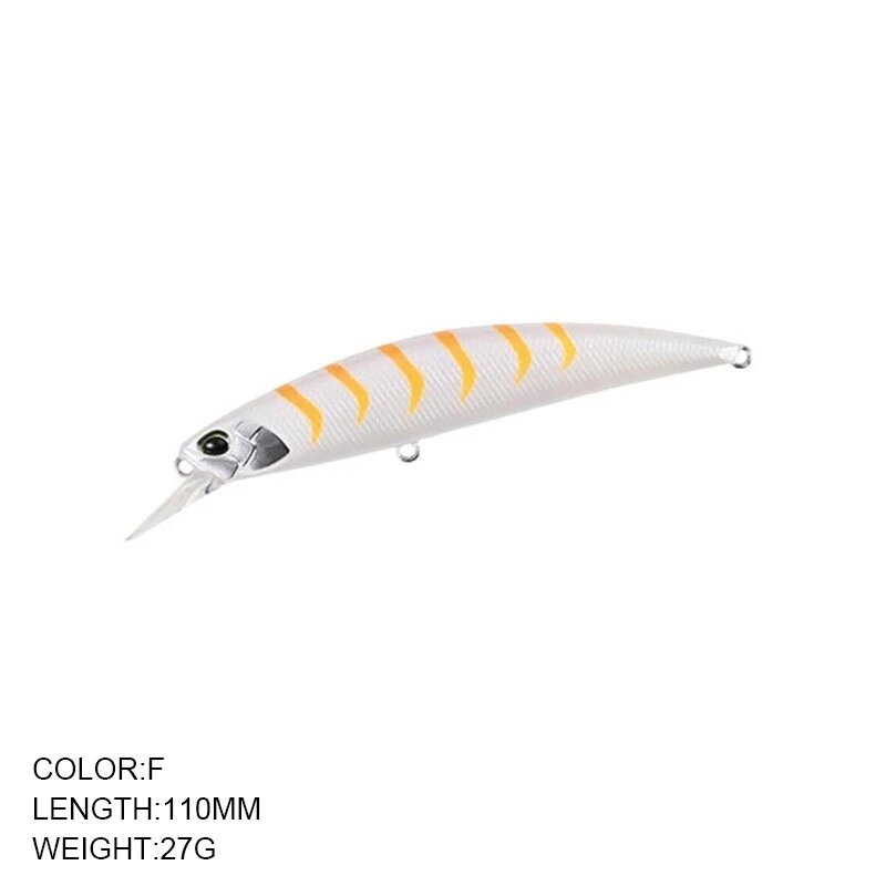 Жесткий воблер 11см 27г для океана Белый, F