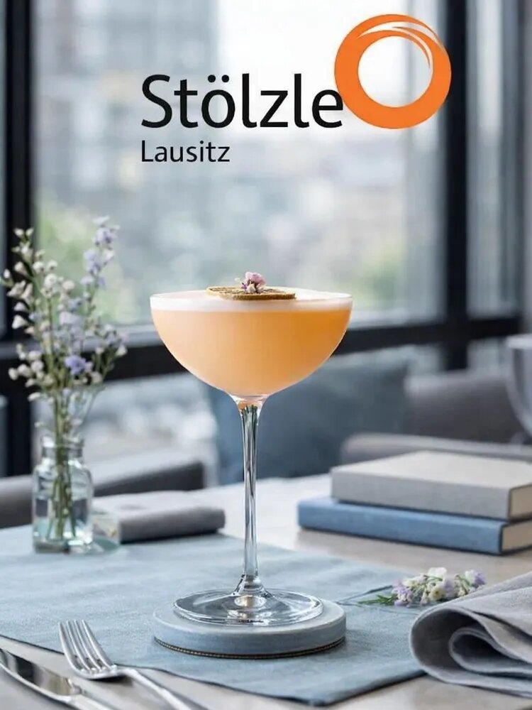 Набор коктейльных бокалов, блюдце Stolzle "Kyoto" 2 шт, 318 мл. Хрустальное стекло. Германия