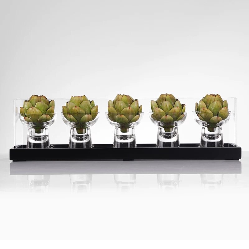 Новая современная минималистичная стеклянная ваза в китайском стиле с искусственным зеленым растением-бонсай (ананас)