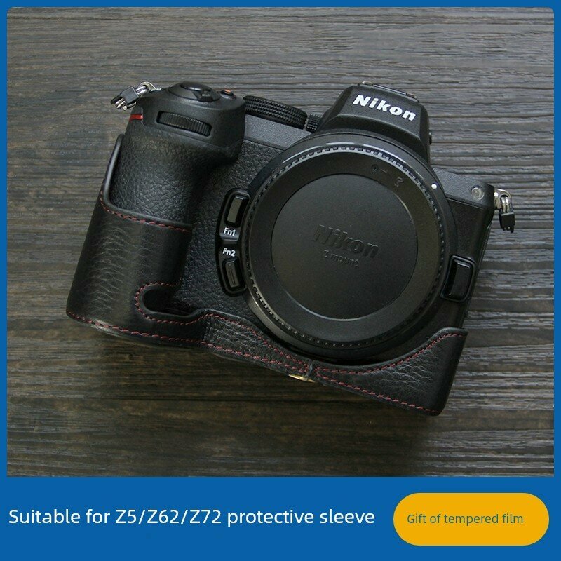 Чехол Nikon Z5/Z6II/Z7II из натуральной кожи с одиночной подставкой, черный - защитный чехол для Nikon Z Series