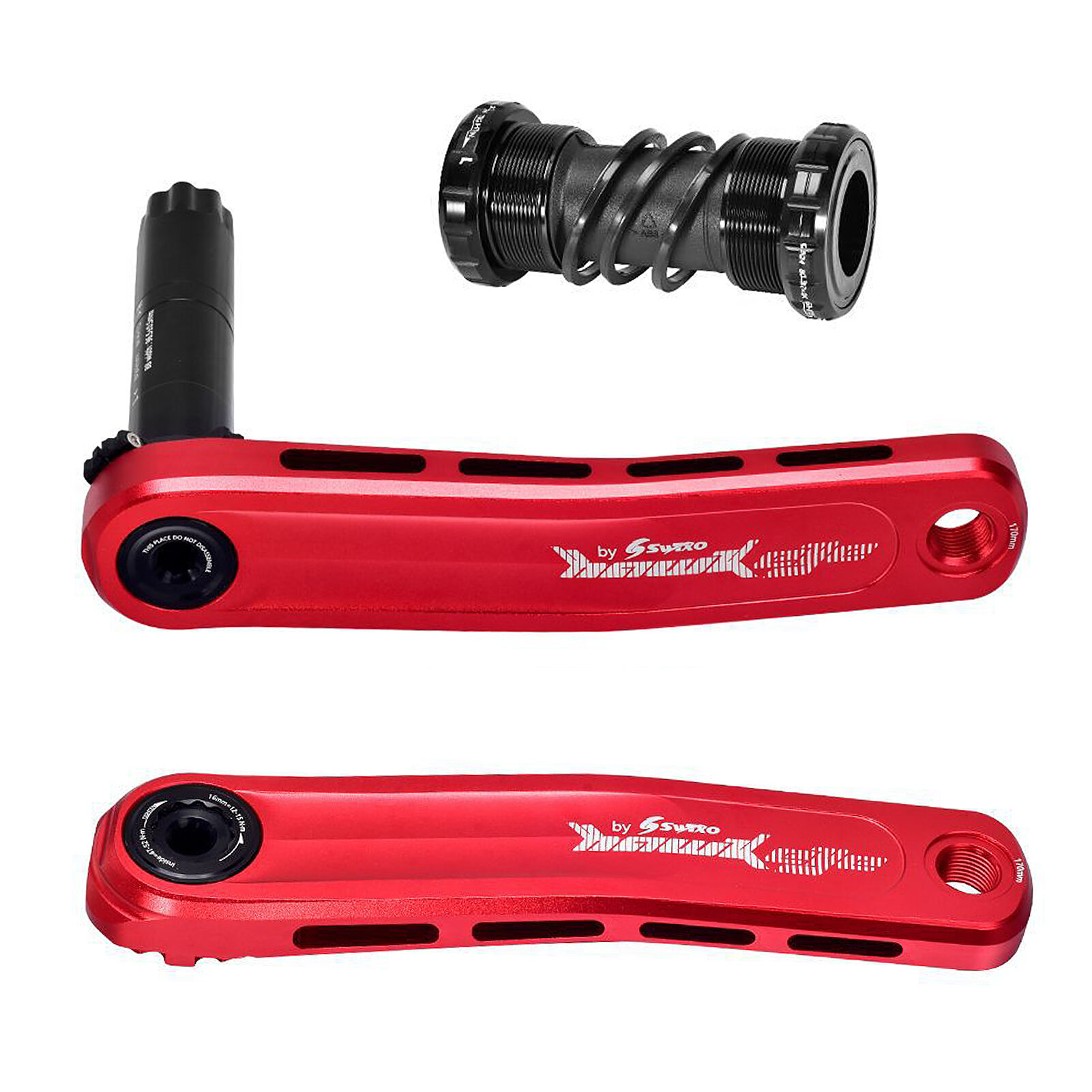 Кrankset для велосипеда 170mm, ручки крика, комплект для MTB горного велосипеда с подшипником вала педалей, черный/красный, алюминиевый сплав, 8s-12s, диаметр вала 24mm, центр цепи 49mm, для Sram X9/X0/GX/NX/X1/X01/XX1, подходит для BSA 68/73mm, вес