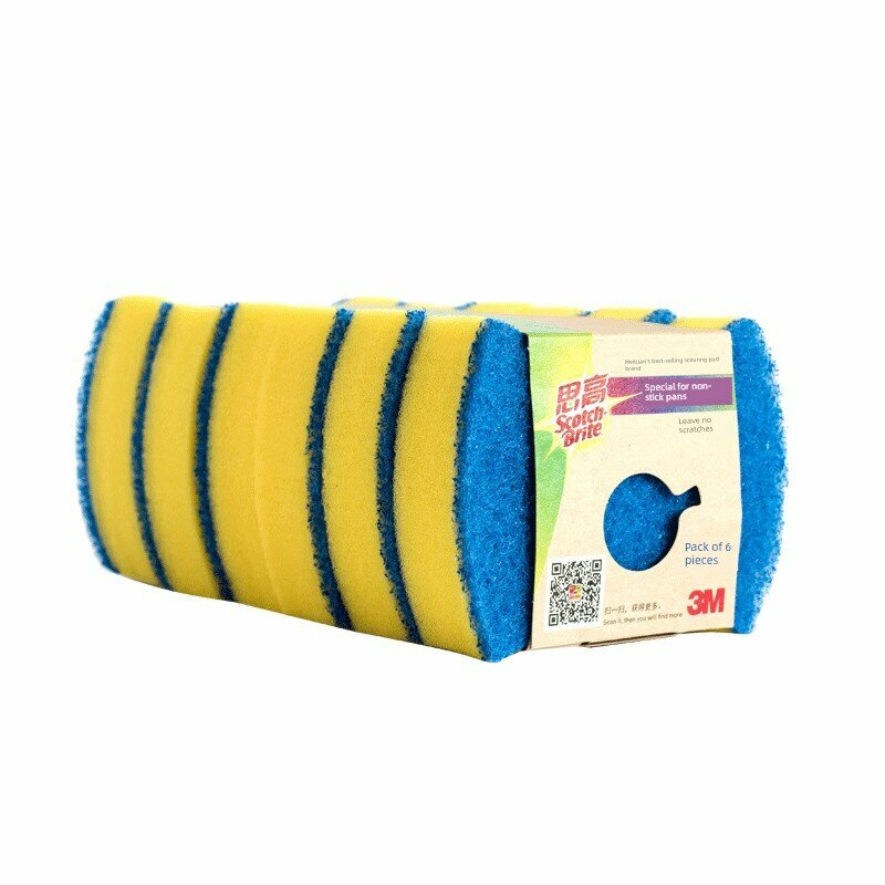 Кухонная губка-скребок 3M Scotch-Brite, впитывающая, не оставляющая жирных следов, утолщенная, для удаления пятен,