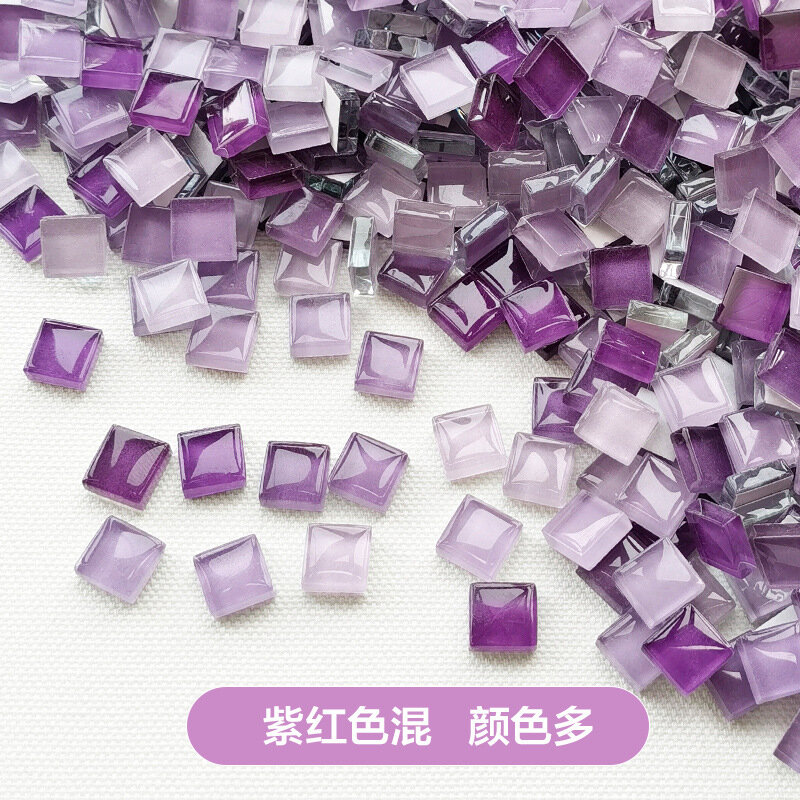 450 шт 400 г DIY керамическая мозаичная стеклянная плитка, ручная работа настенная технология цветной хрустальный декоративный материал，пурпурно-красный смешение