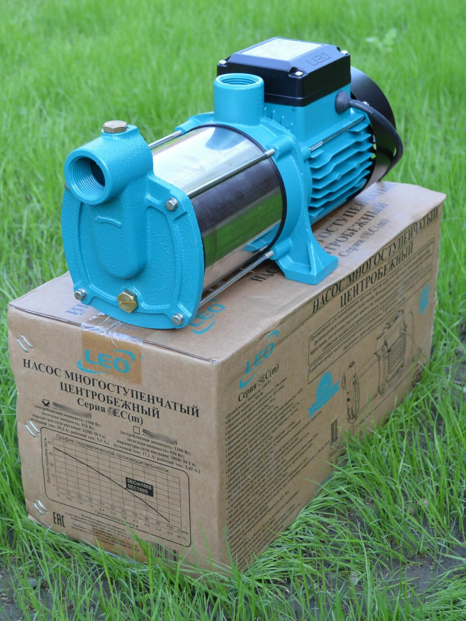 Насос LEO 4ЕСm100S 1000Вт, поверхностный, центробежный, чугун