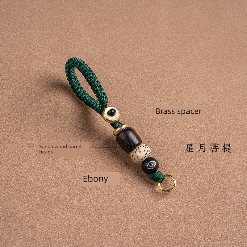 Ручная вязка брелок с зеленой веревкой и круглым кольцом для ювелирных изделий