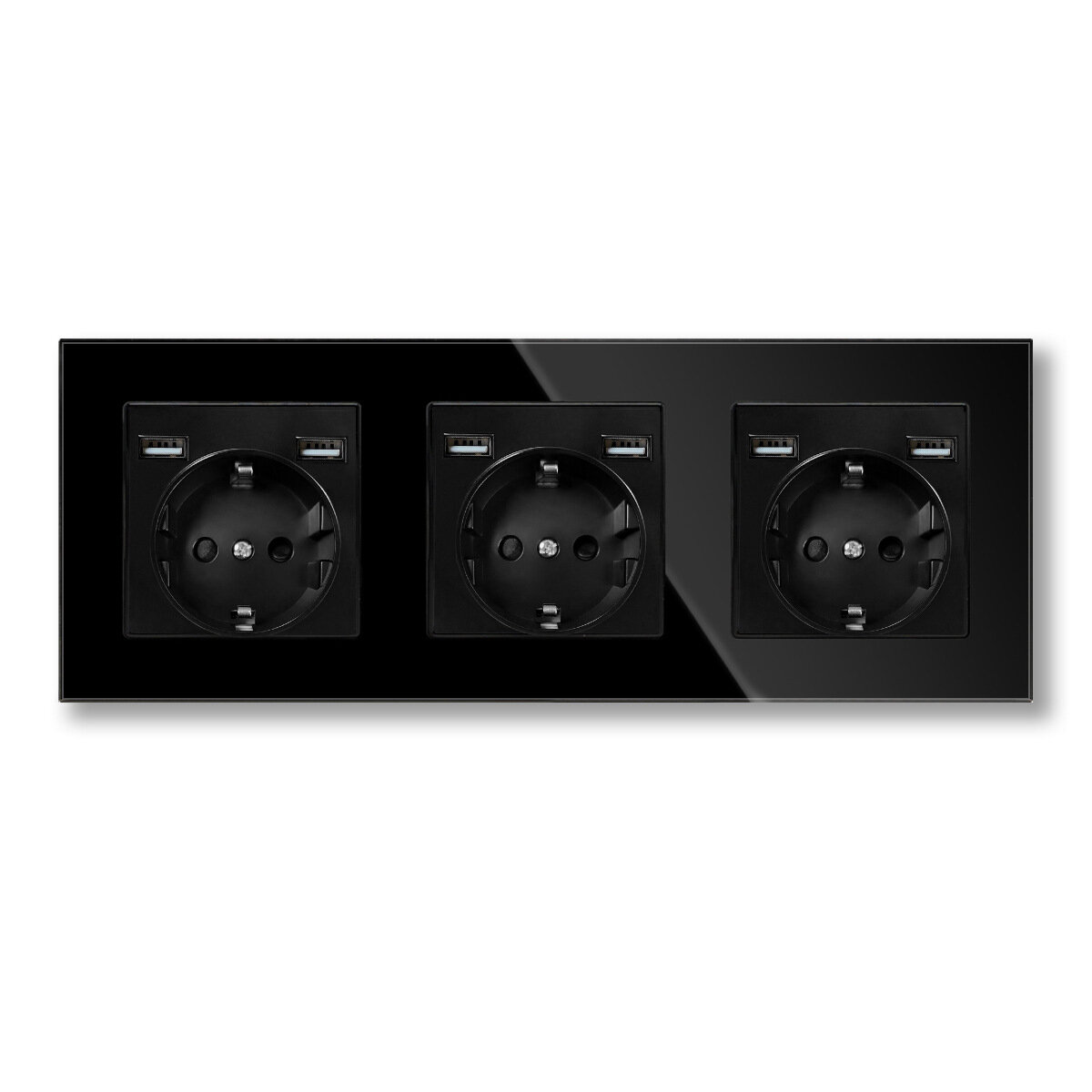 Настенная розетка R Series 86 типа европейского стандарта с USB и Type-C, стеклянная панель, скрытая круглая коробка для установки