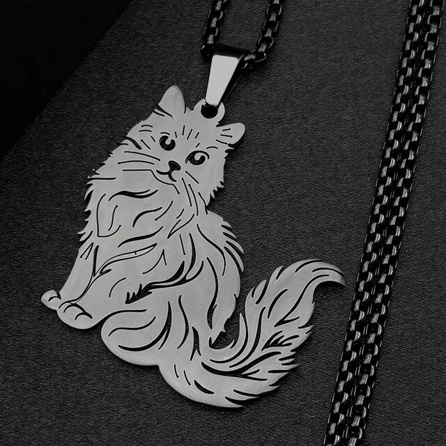 Сексуальная цепочка на ключицу в виде кошки породы рэгдолл, унисекс, нержавеющая сталь, серебро, котенок, украшение «Наша милая семья».