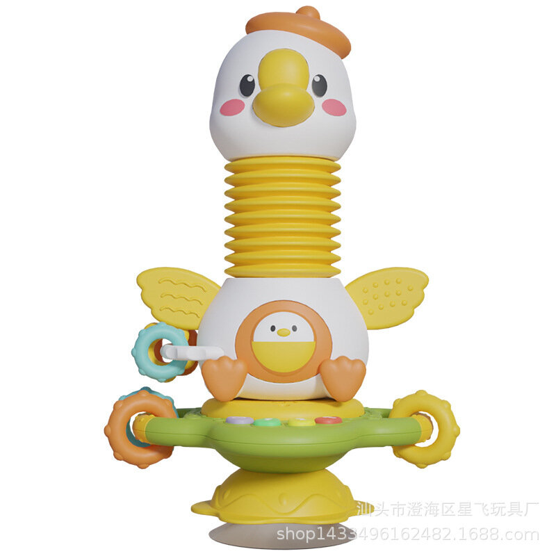 Музыкальная развивающая игрушка для детей 0-1 года, белый гусь, обучающая игрушка для стола с присоской, вращающийся орган, игрушечная машинка