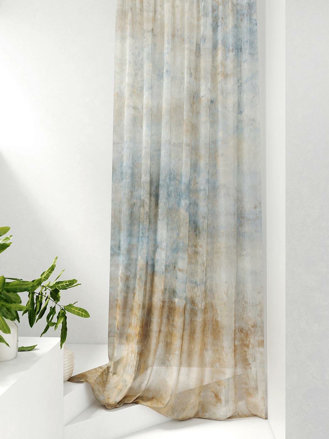 Штора для спальни и гостиной готовая 150x260 см с рисунком (589009-260)