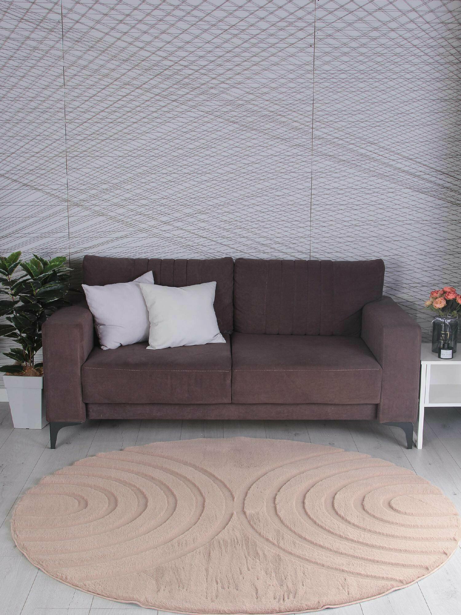 Ковер Круглый 160х160 см современный ворс 20 мм шегги 400011 KoverVDom