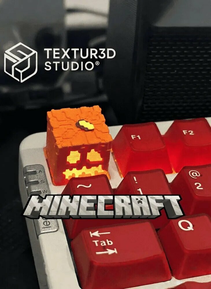 Кейкап Minecraft Тыква-фонарь, светящийся колпачок для механической RGB клавиатуры, подарок на Хэллоуин