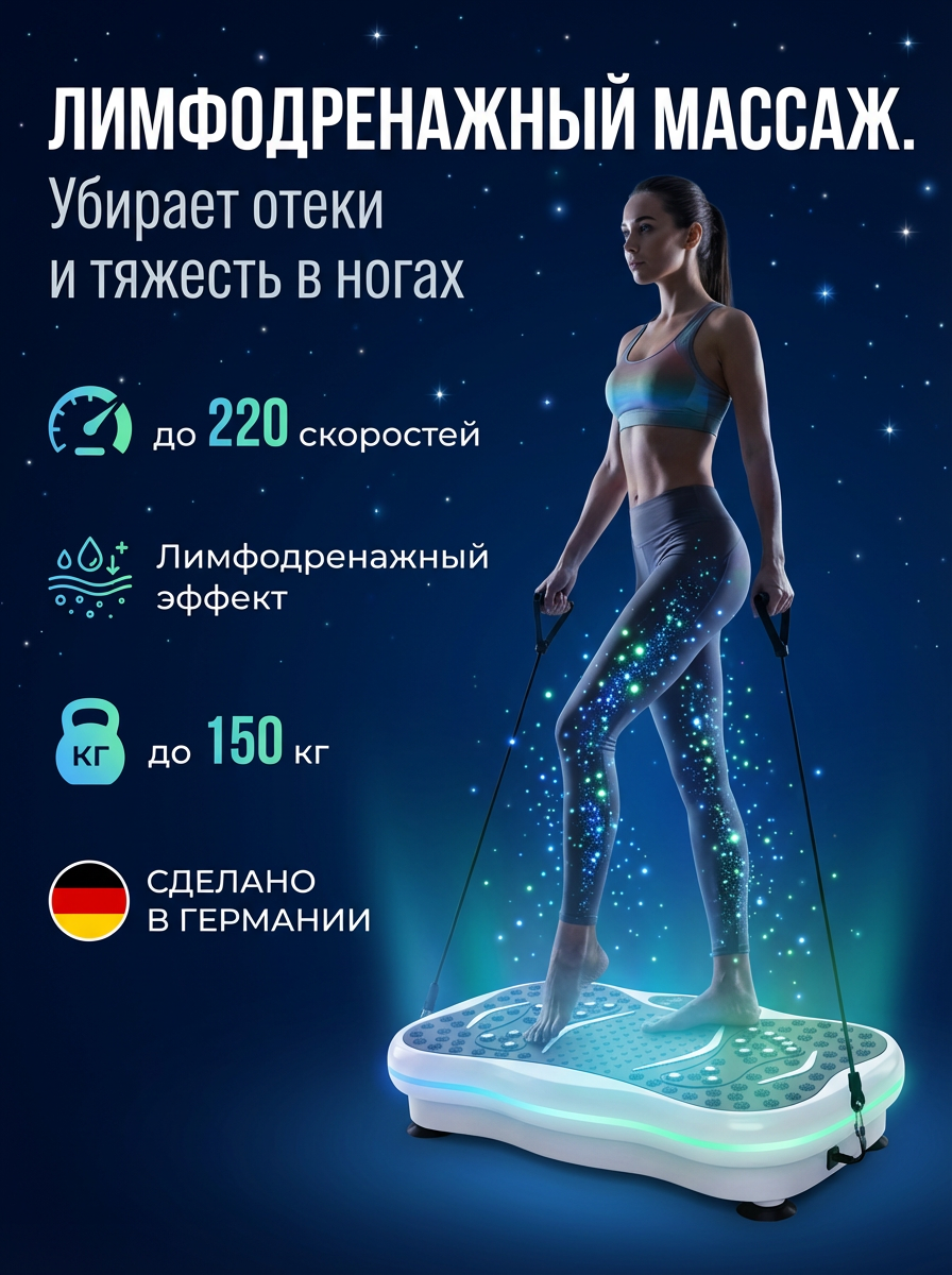 Виброплатформа для похудения 150 кг тренажер кардио степпер, пульт, чёрный, с Bluetooth