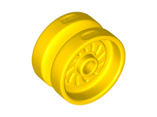 Wheel 18mm D. x 12mm with Axle Hole and Stud, Solid Brake Rotor Lines, 18976 Yellow U