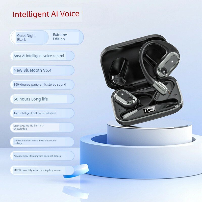 Беспроводные наушники OWS True Wireless S108 в черном цвете с креплением на ухо для удобной повседневной эксплуатации