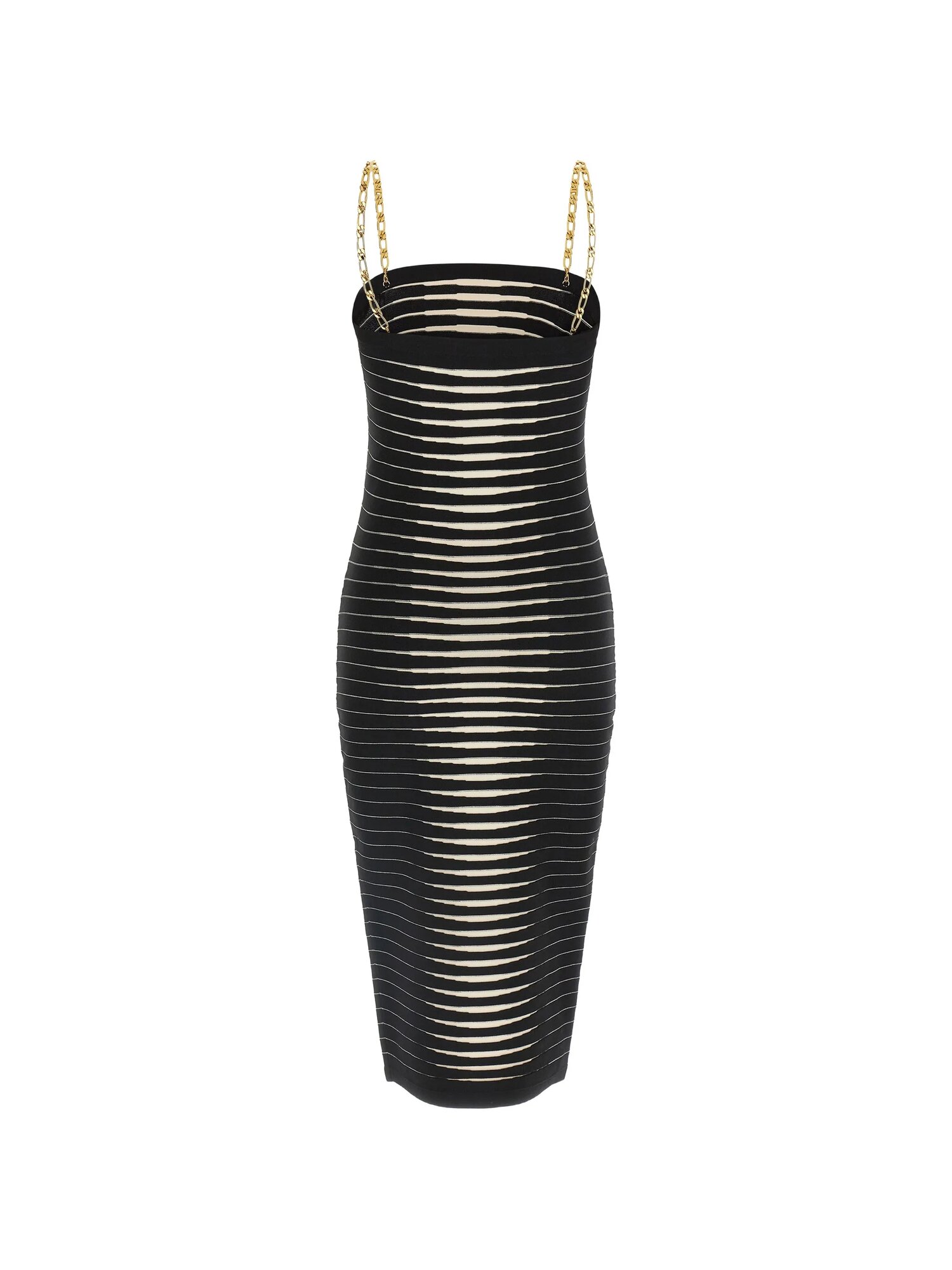 Платье Elisabetta Franchi Striped-pattern chain-strap midi dress, размер 40, black/black — фото 1