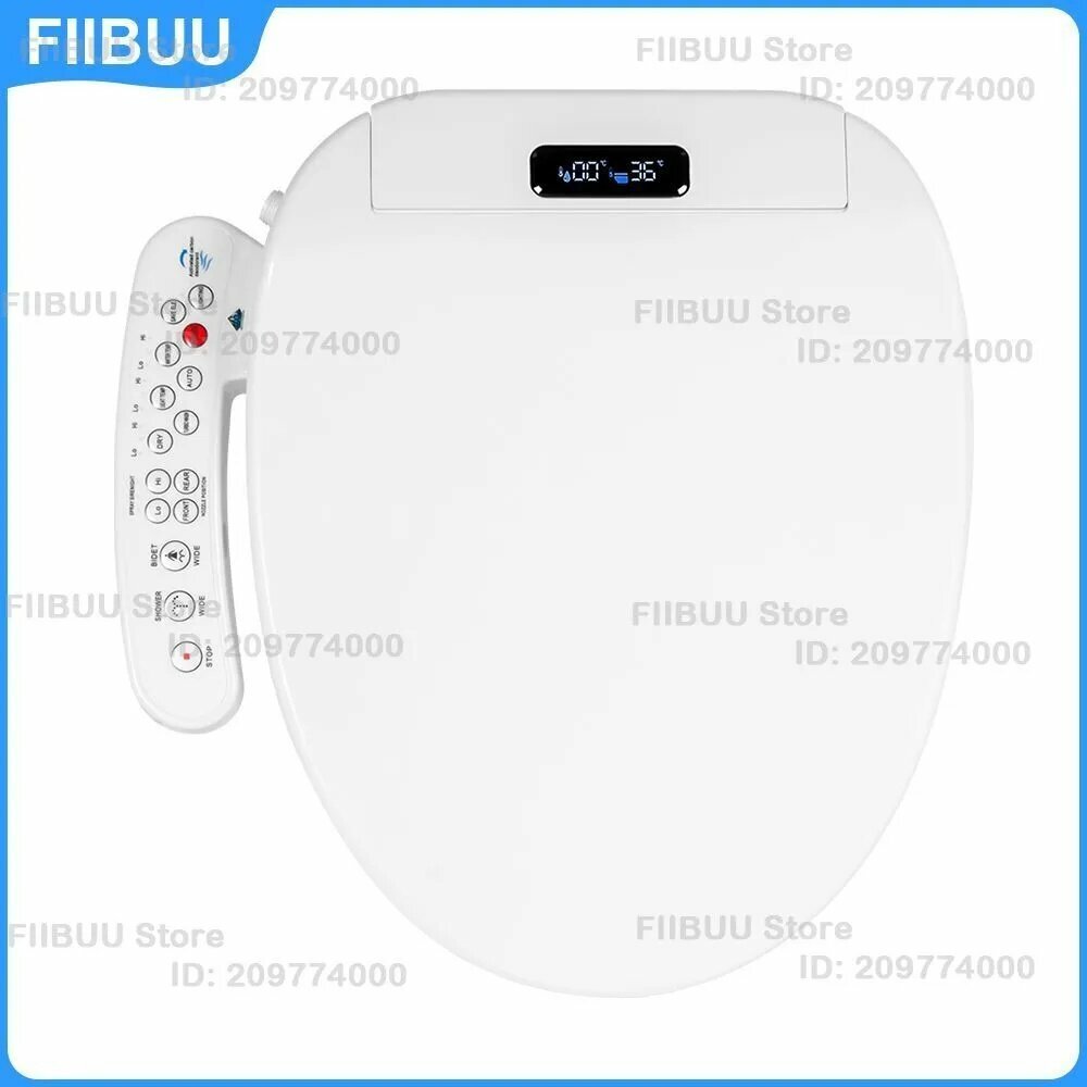 Умное биде крышка сиденье туалета, короткая модель 480мм, управление кнопками, автоматическая мойка и сушка, подогрев сиденья и воды, дезодорация, женское и гигиеническое омывание