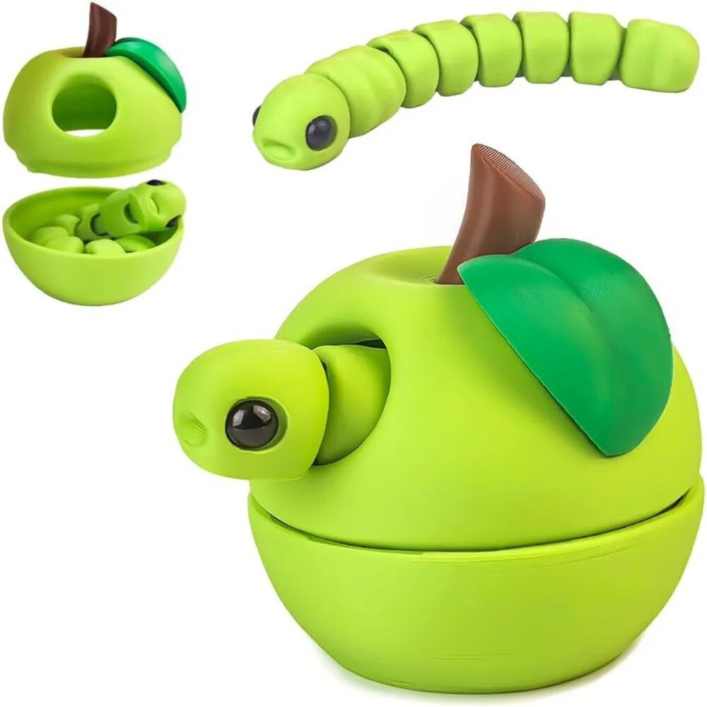 Фигурка "Яблоко с червяком", 8 см, Green