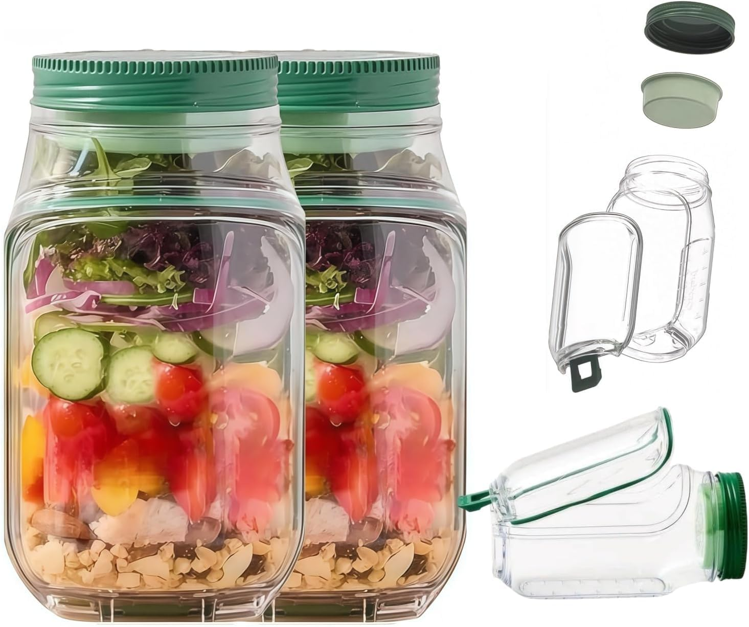 Банка Для Салата: 1000 мл Компактный Контейнер Для Еды - Герметичная Чаша Для Соуса С Боковым Открытием Для Офиса Фитнеса Пикника