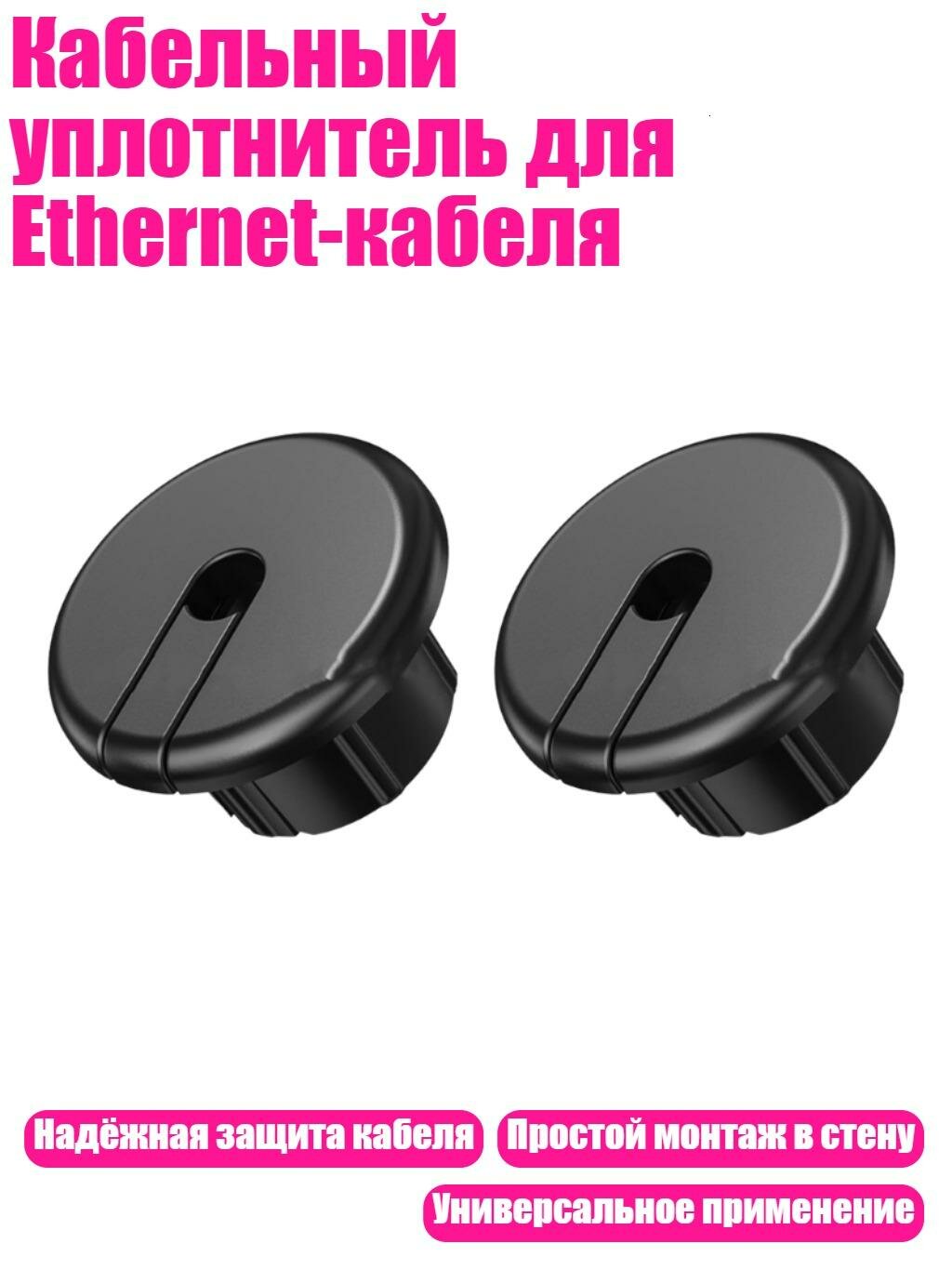 Кабельный уплотнитель для Ethernet-кабеля, Черный - 2 комплекта