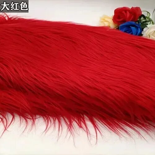 Плюшевая ткань синяя/красная 1.7 м big red