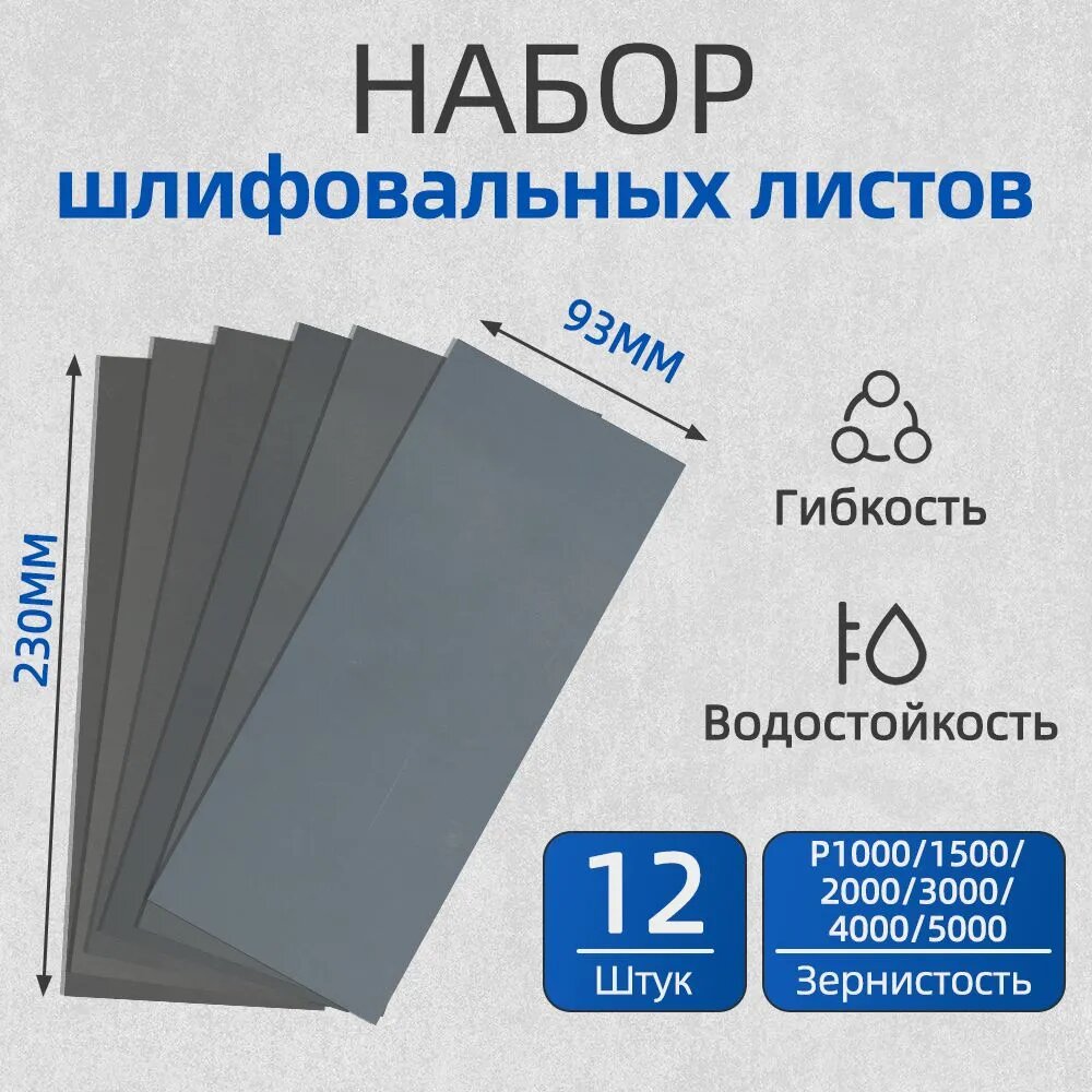 Лист шлифовальный/шкурка; P1000, P1500, P2000