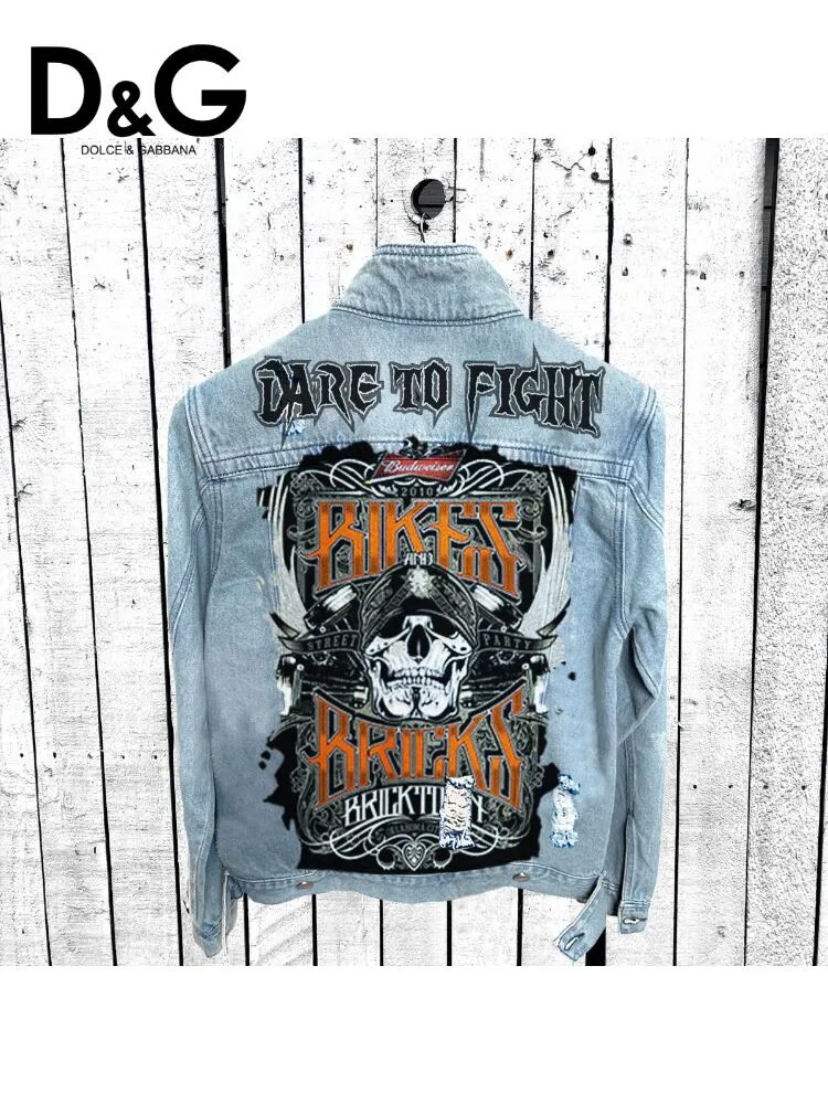Куртка Dolce&Gabbana Мужская джинсовая куртка в стиле ретро-панк-Свободный крой, винтажный дизайн, премиум качество