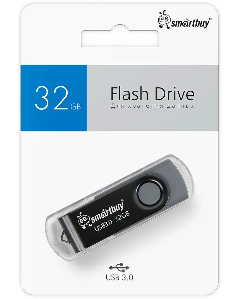 USB флеш накопитель 32 Gb SmartBuy Twist Black USB 3.0 (SB032GB3TWK), черный