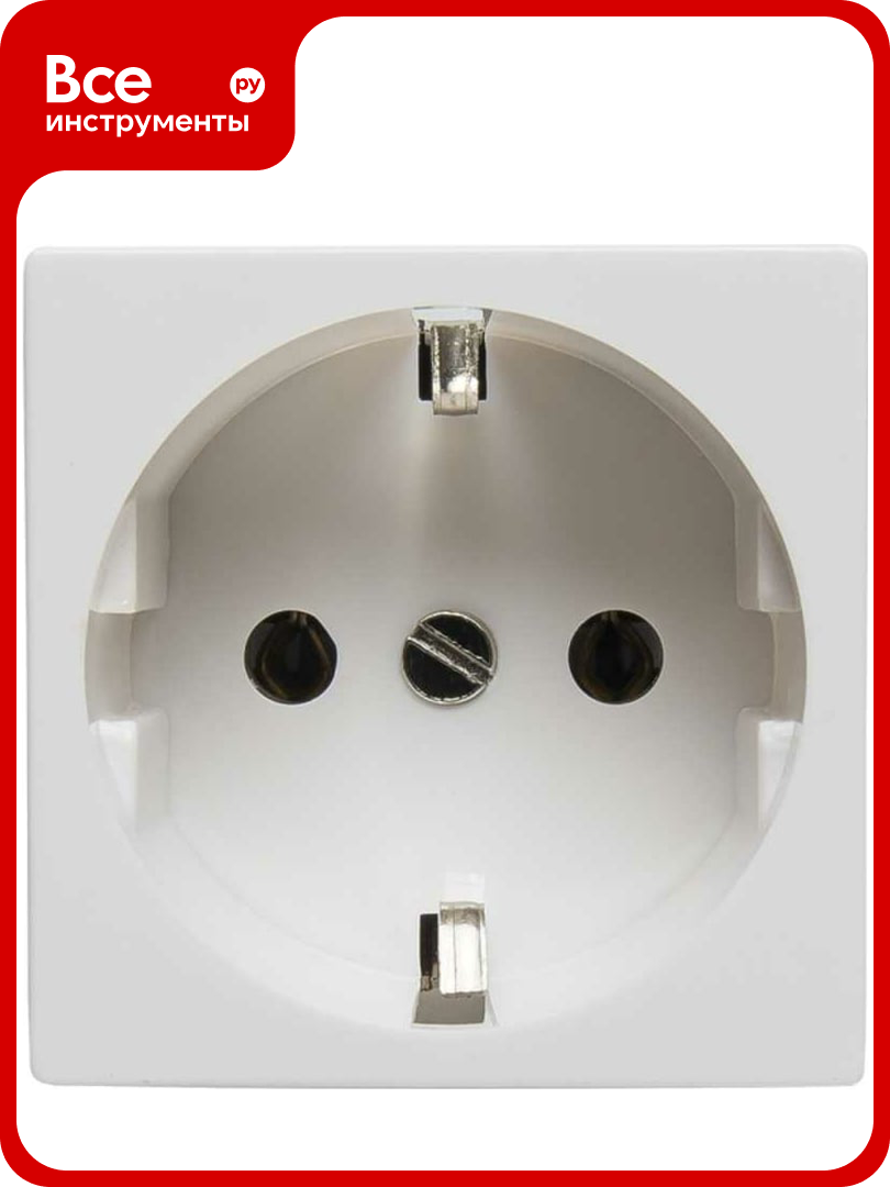 Электрическая силовая розетка 2К+З, белая, 1 гнездо, 10 шт. в упаковке, IP20, для горизонтального монтажа, SPL 200001